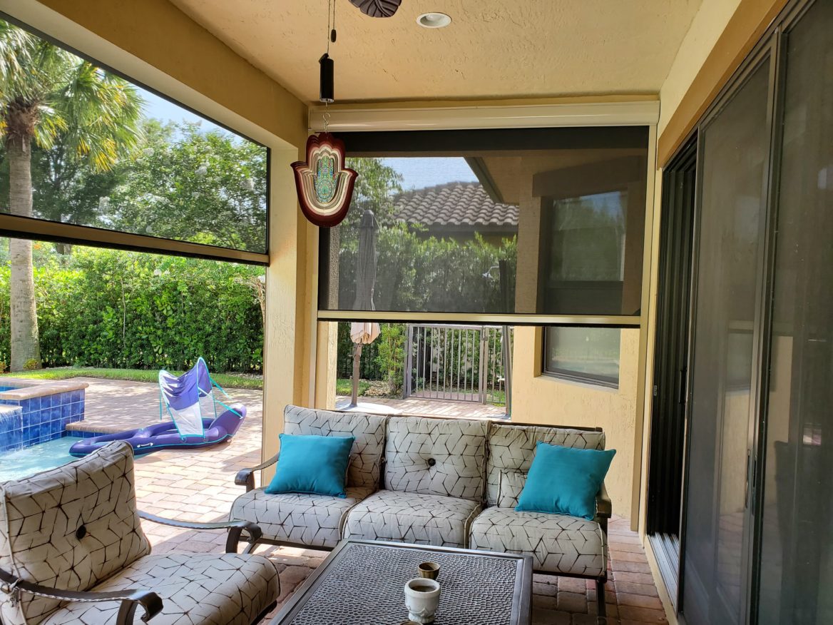 Motorized Roll Screens – Harrison Awnings